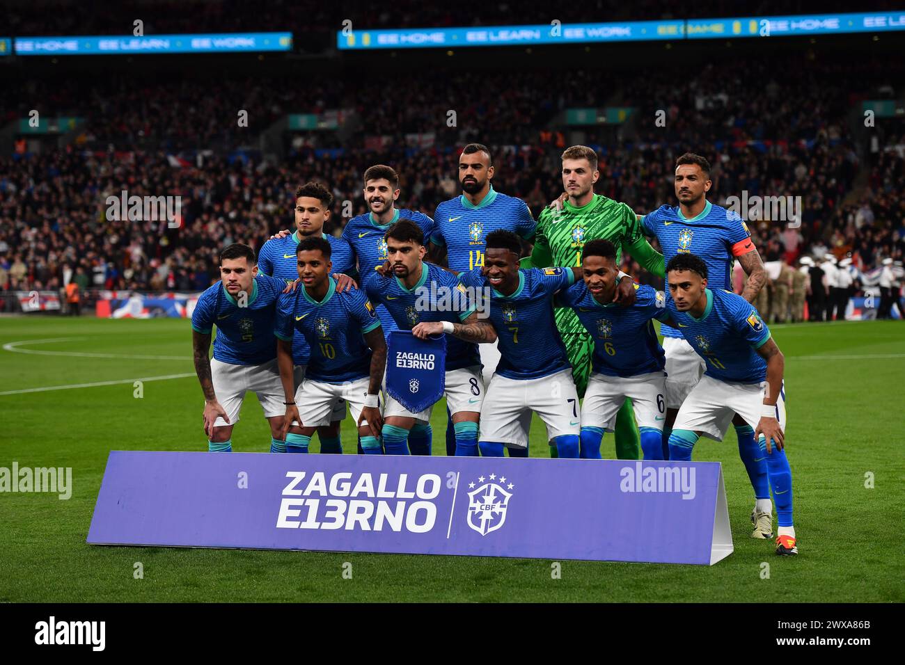 LONDON, ENGLAND - MARCH 23: Team photo of Brazil, Joao Gomes, Lucas ...
