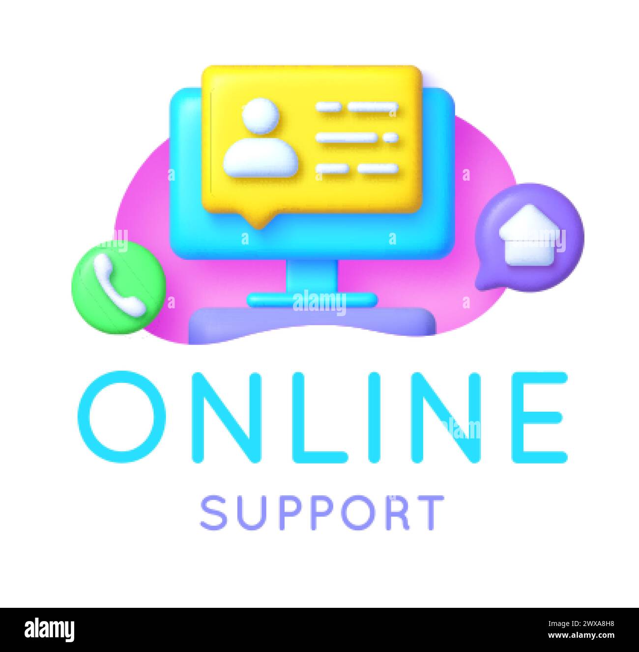 Online support 3d vector illustration, great design for any purposes ...