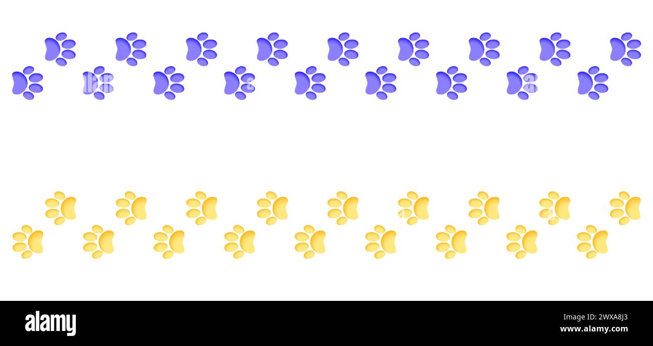 Paw vector foot trail print of cat. Dog, puppy silhouette. Modern art ...