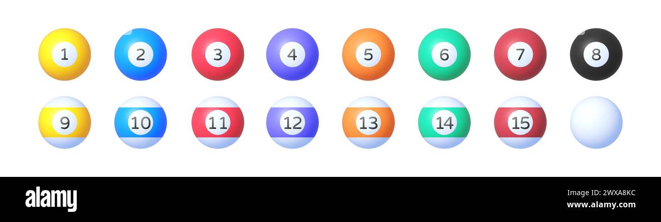 Realistic 3d ball billiard set for game background design. Isolated ...