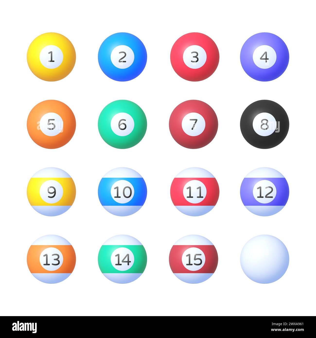 Realistic 3d Ball Billiard Set For Game Background Design Isolated Vector Illustration Stock