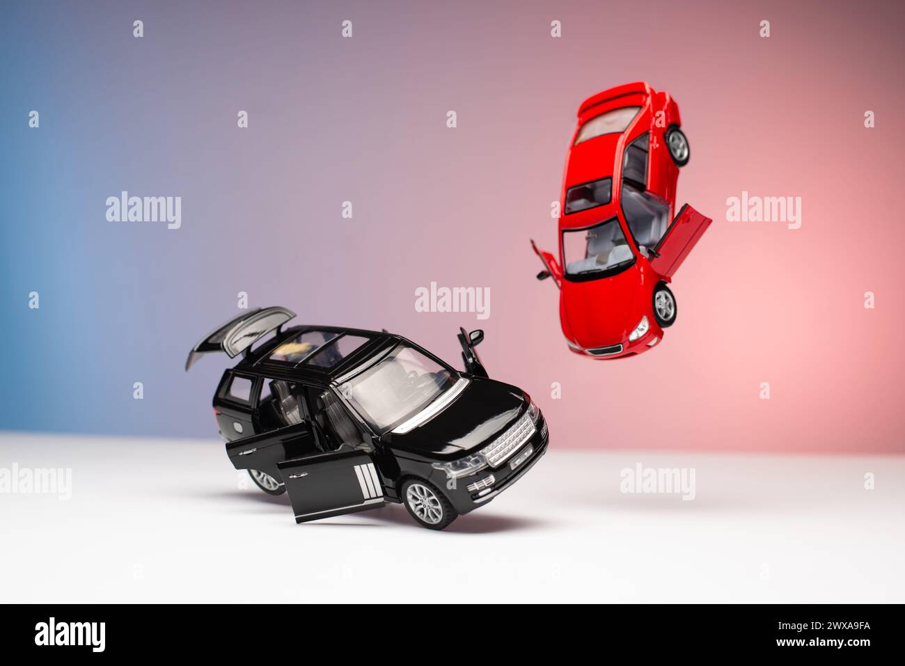 model toy cars accident on the road Stock Photo - Alamy