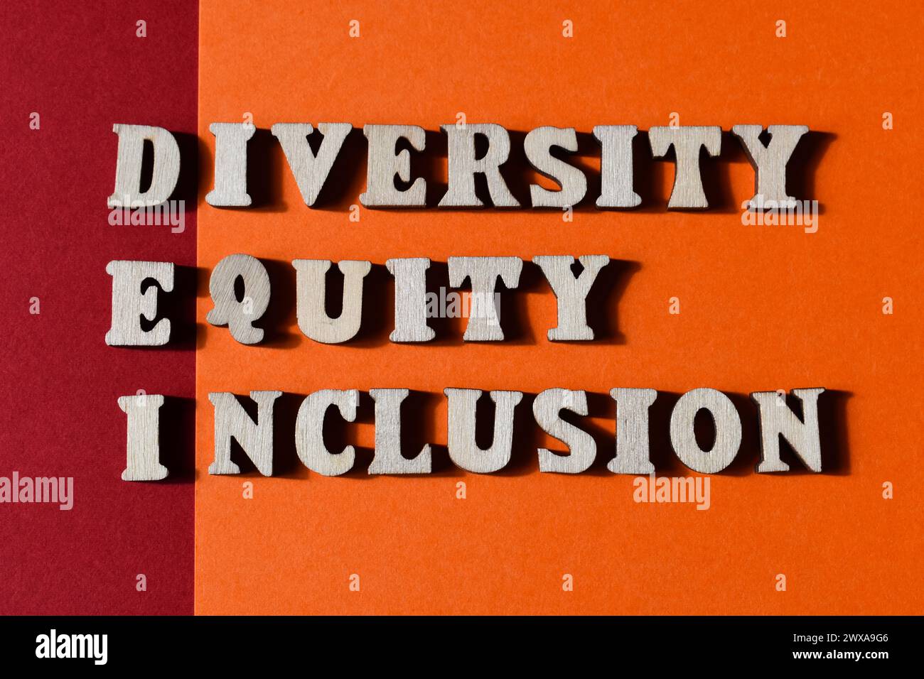 DEI, Diversity, Equity, Inclusion, words in wooden alphabet letters ...
