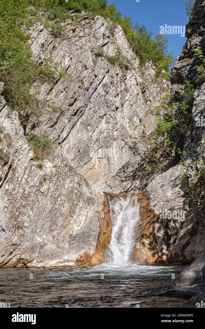 View of a small mountain waterfall Stock Photo - Alamy
