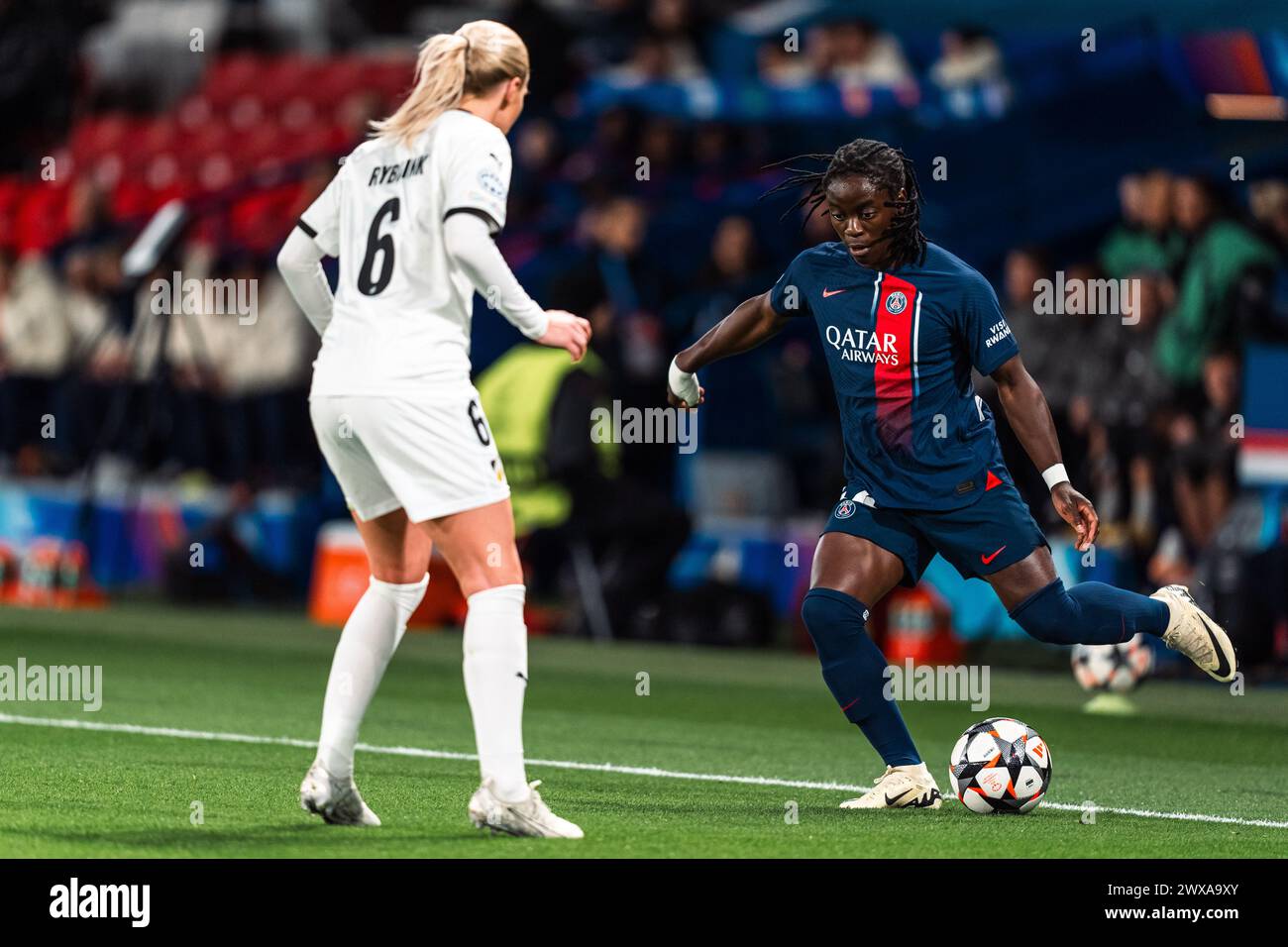 Tabitha CHAWINGA of PSG and Josefine RYBRINK of BK Hacken during the UEFA Women's Champions ...
