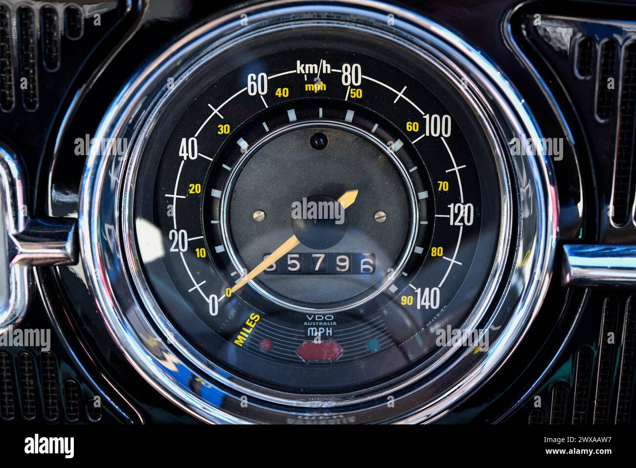 Classic VW Volkswagen Beetle Black White in front old service station ...