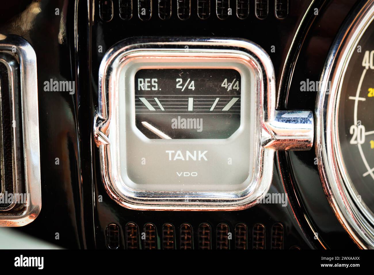 Classic VW Volkswagen Beetle Black White in front old service station ...