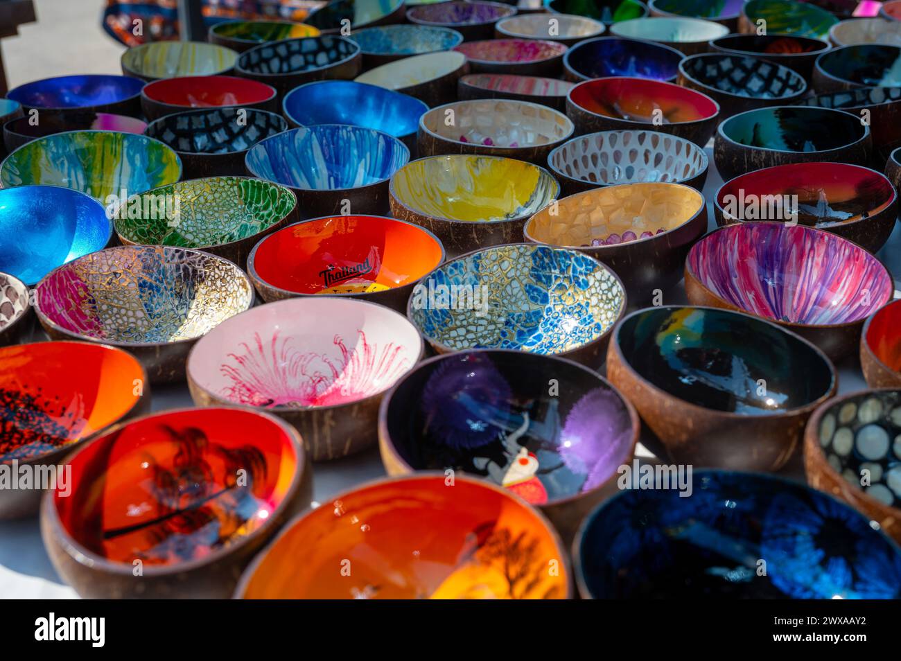 Painted coconut shell Stock Photo - Alamy