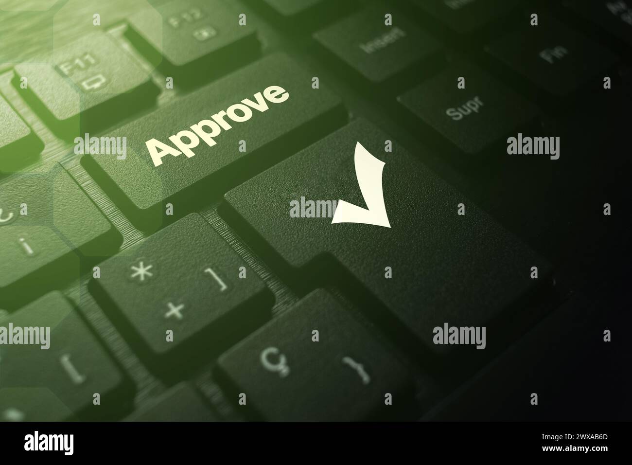 Checklist concept, Check mark on keyboard to approve project or task ...