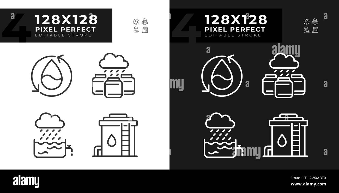 Water collection linear icons set for dark, light mode Stock Vector ...
