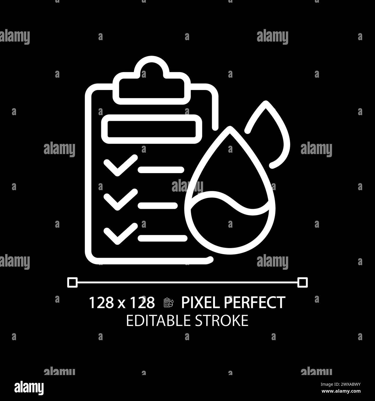 Water quality testing white linear icon for dark theme Stock Vector ...