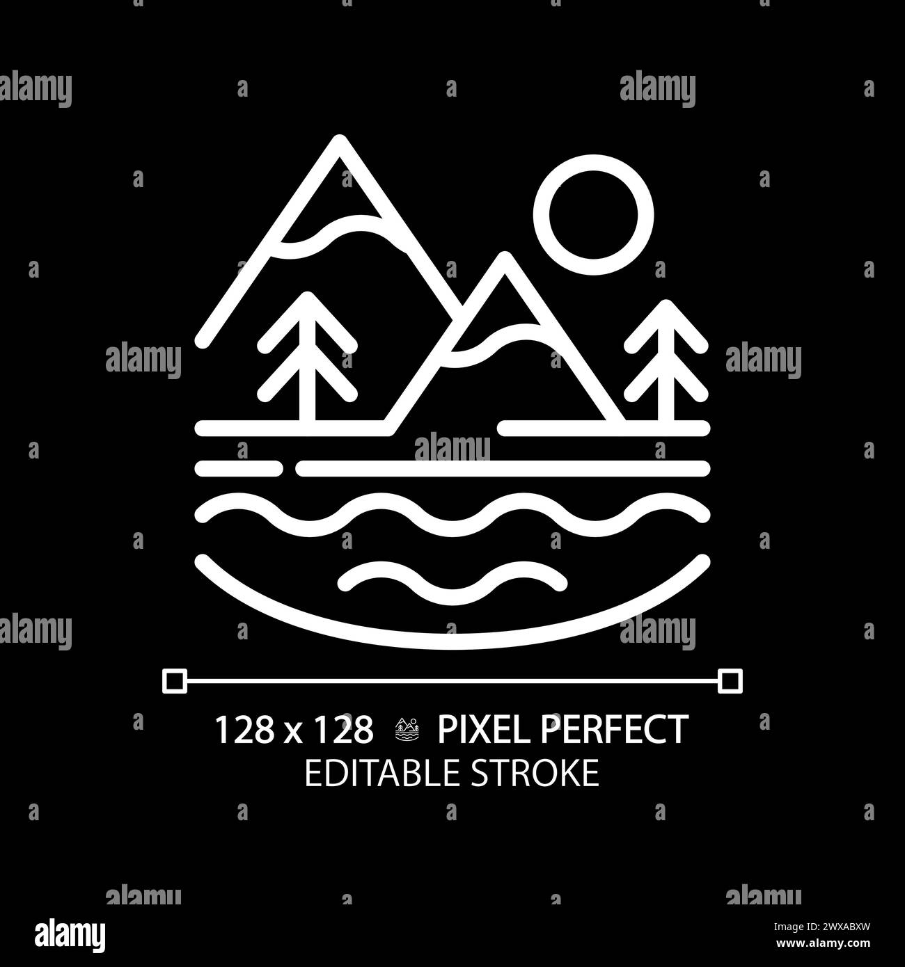 Surface water white linear icon for dark theme Stock Vector Image & Art ...