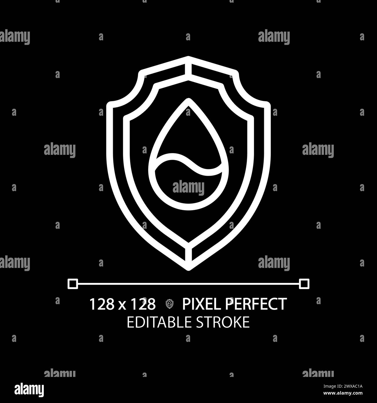 Water security white linear icon for dark theme Stock Vector Image ...