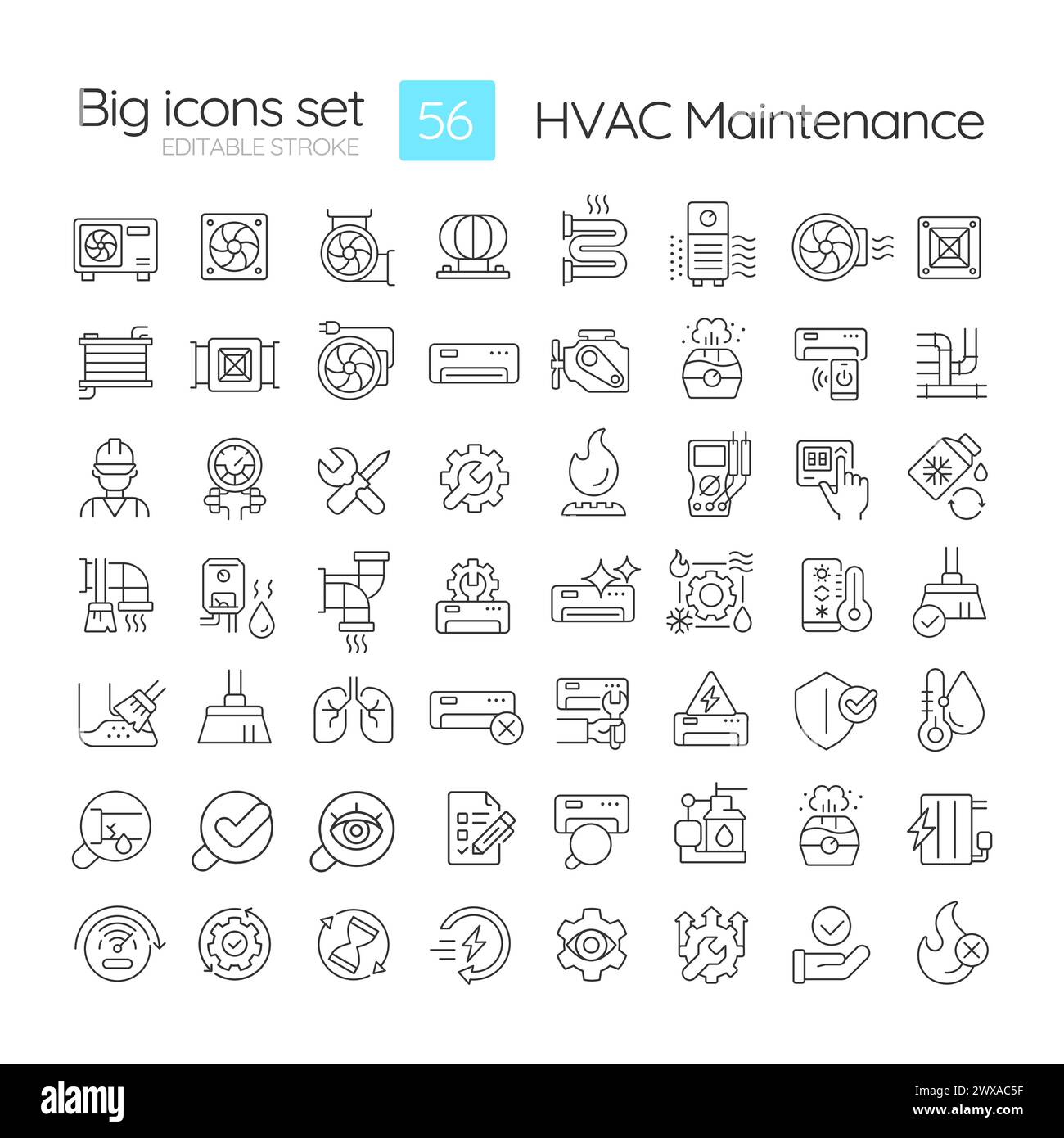 HVAC maintenance linear icons set Stock Vector Image & Art - Alamy
