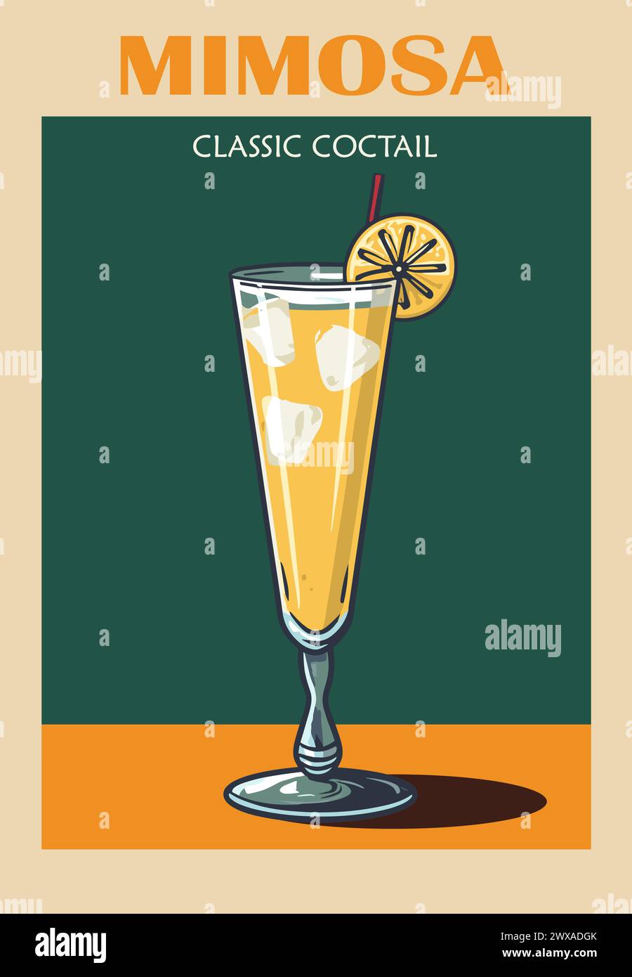 Mimosa Cocktail retro poster vector wall art Stock Vector Image & Art ...