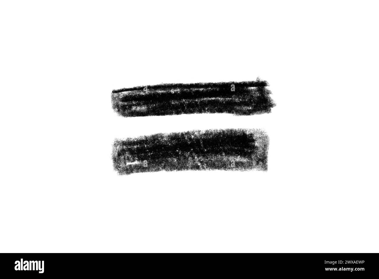 A black pencil sketch of an equal sign isolated on a white background ...