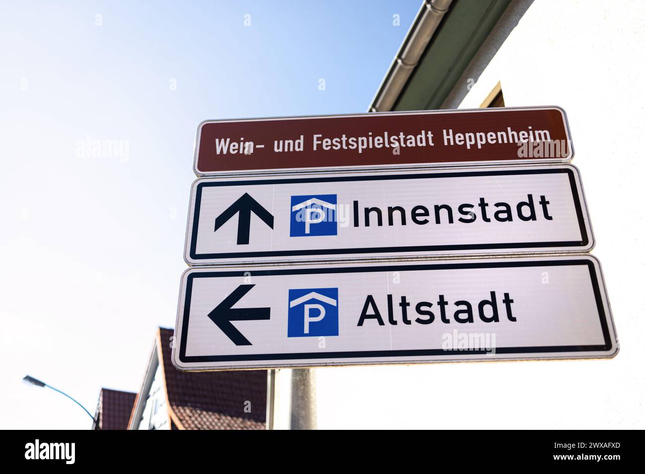 the historic german city of heppenheim city signs Stock Photo - Alamy