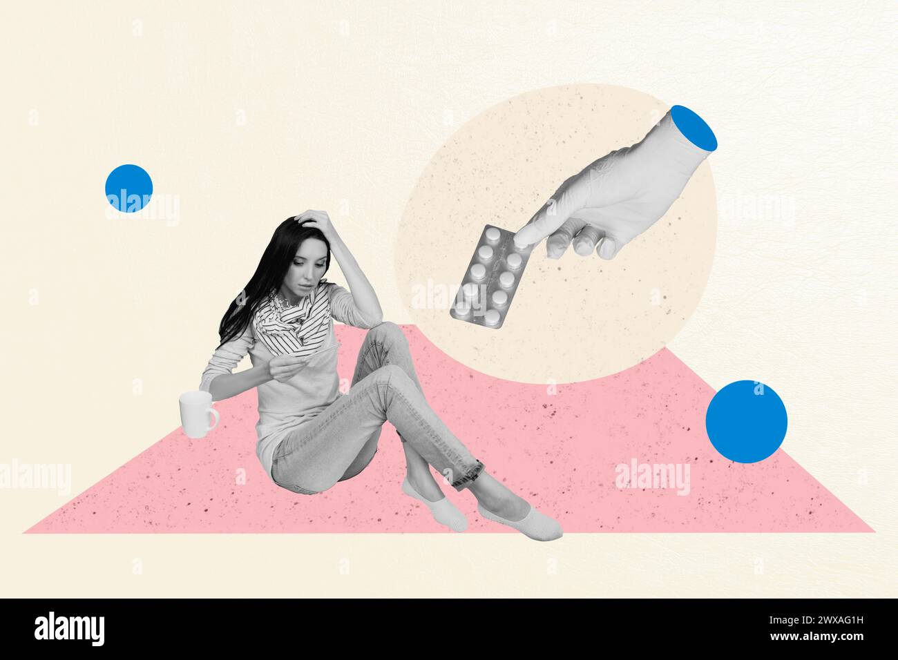 Composite collage picture image of female high temperature headache ...