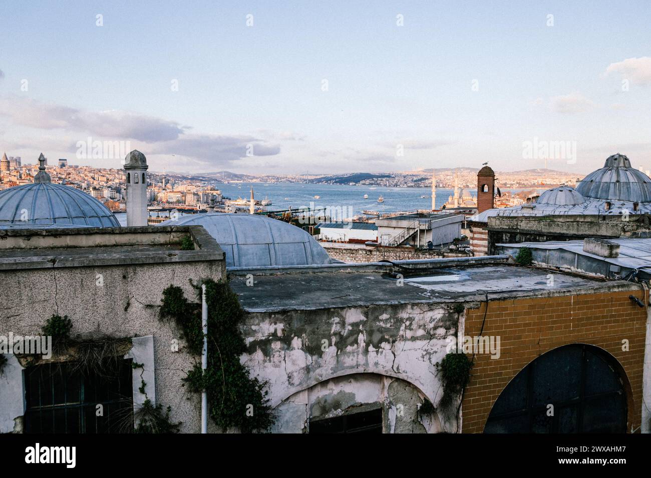 Historic cityscape with rooftops and domes against a backdrop of the ...