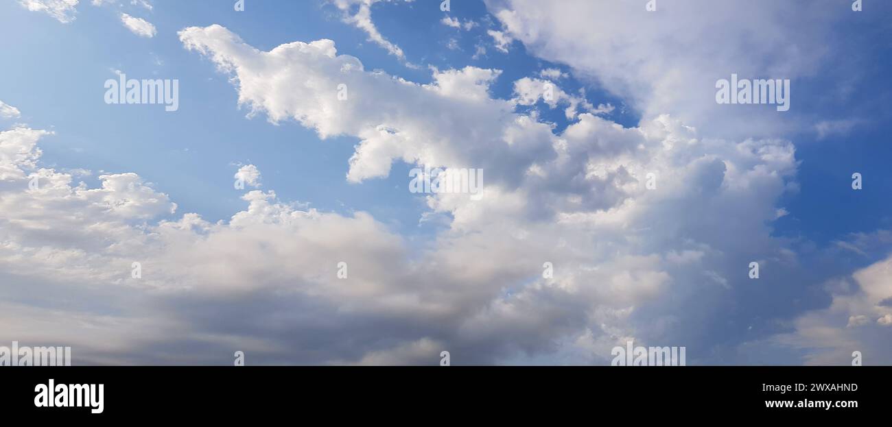 Blue sky with white cloud, nature background Stock Photo - Alamy