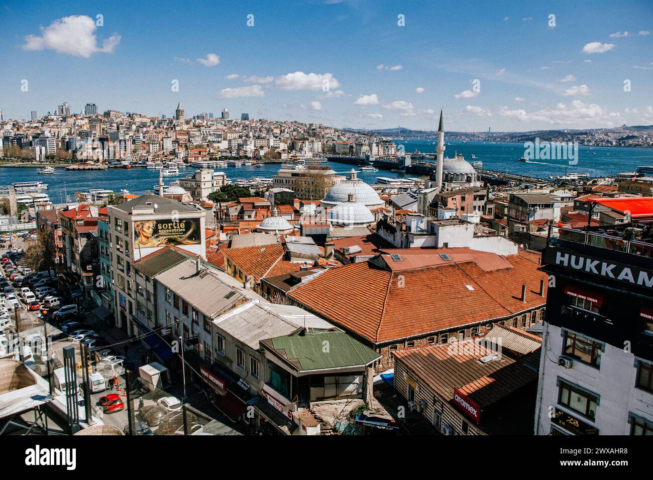 Scenic view of Istanbul skyline with historical mosque's minarets ...