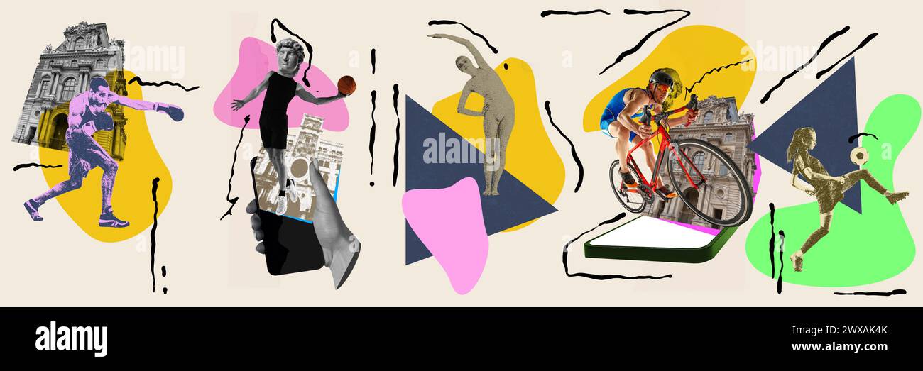 Competitive image of people, athletes of various sports in motion ...