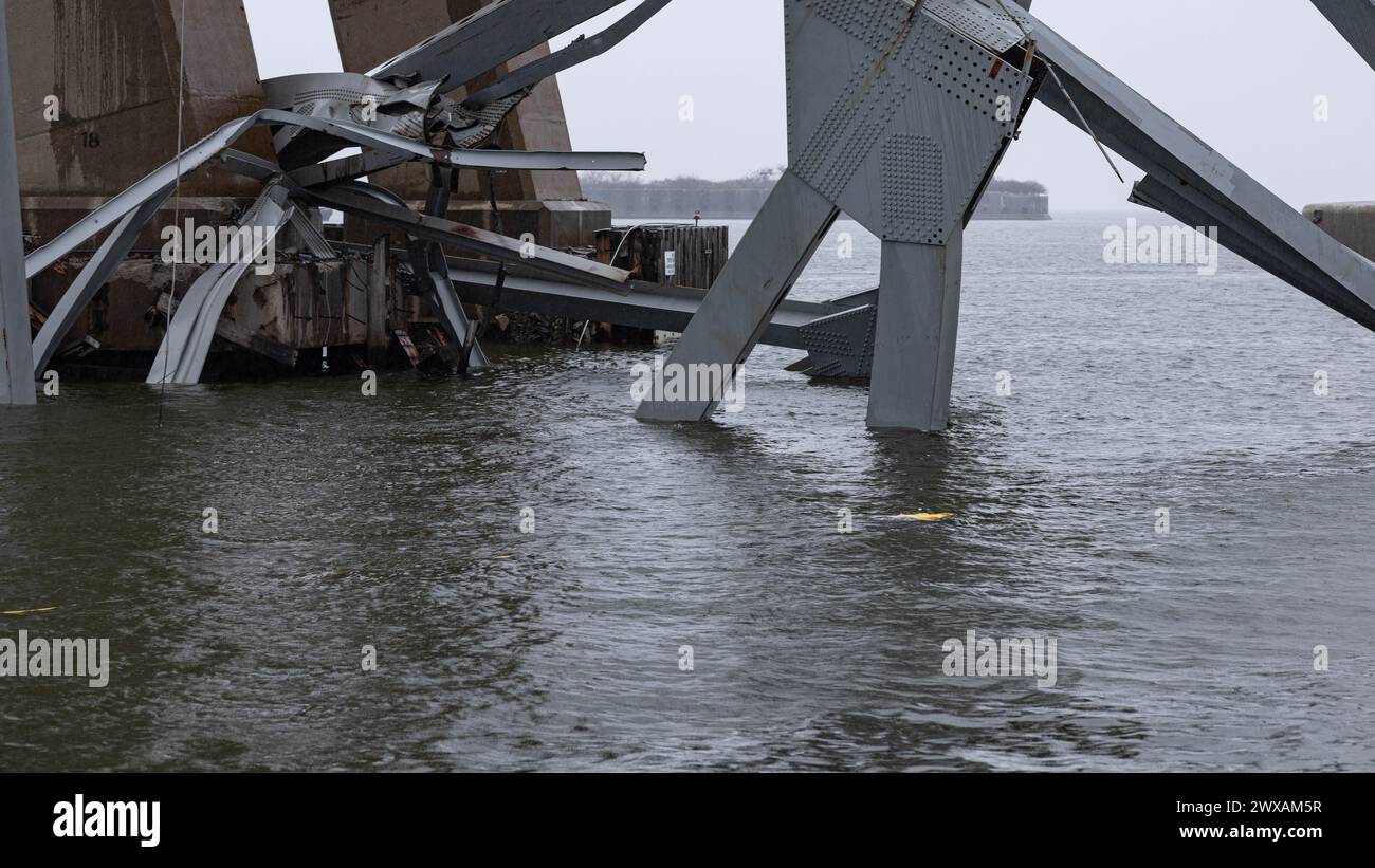 Wreckage from Key Bridge Collapse Stock Photo - Alamy