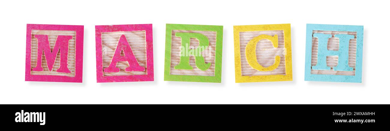 March concept with wood blocks Stock Photo - Alamy
