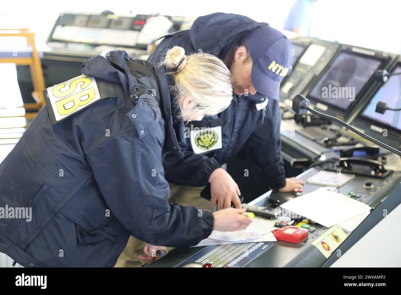 BALTIMORE (March 27, 2024) — NTSB investigators on the bridge of the ...