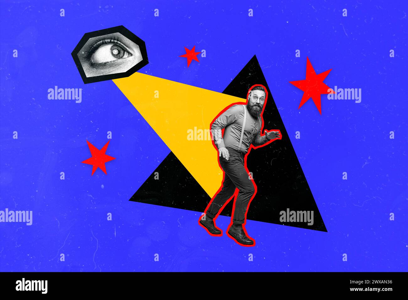 Collage image artwork of funny funky man gentleman walking going huge ...
