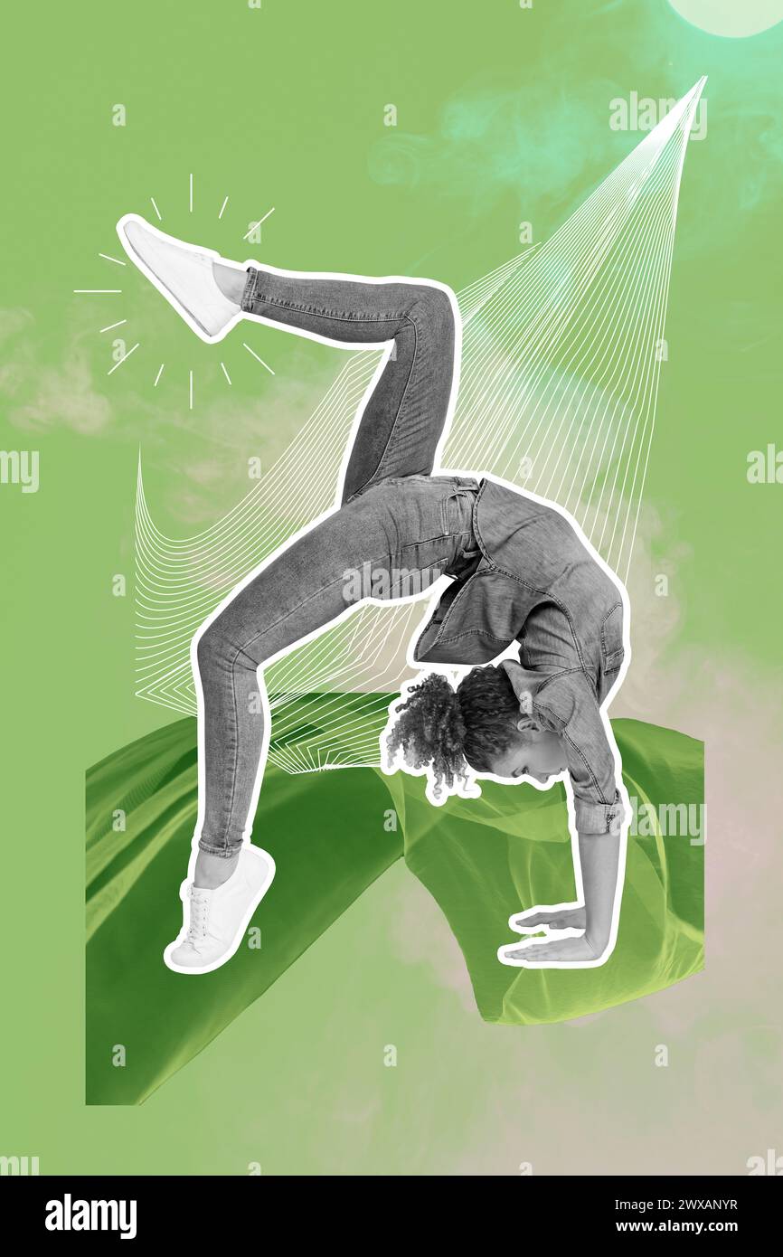 Sketch image composite trend artwork 3D photo collage of flexible ...