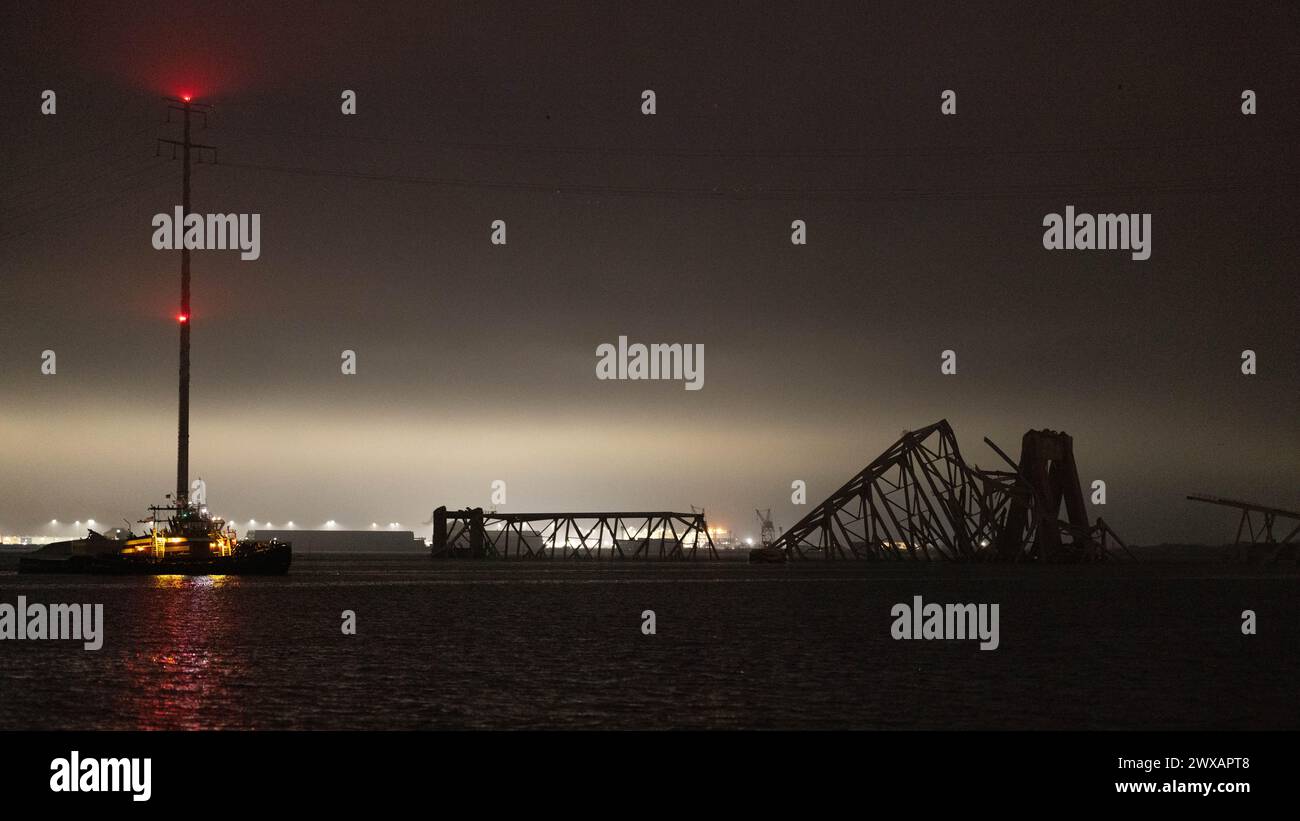 Skyline of Key Bridge collapse Stock Photo - Alamy