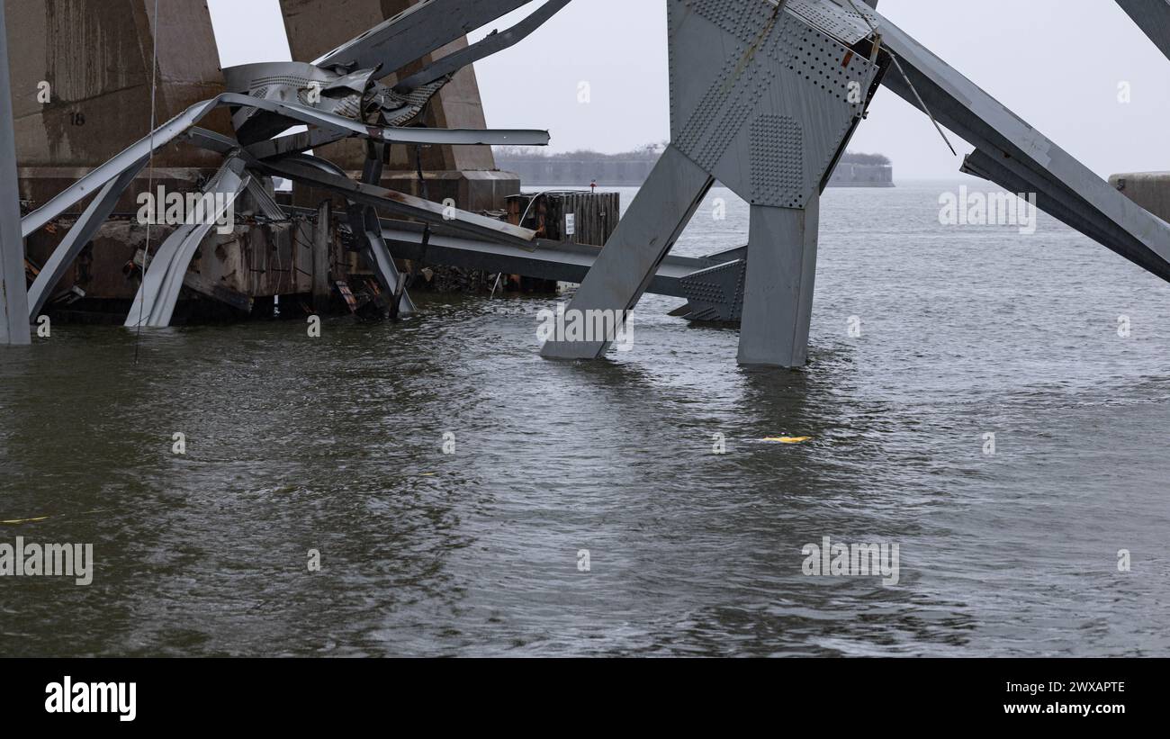 Wreckage from Key Bridge Collapse Stock Photo - Alamy