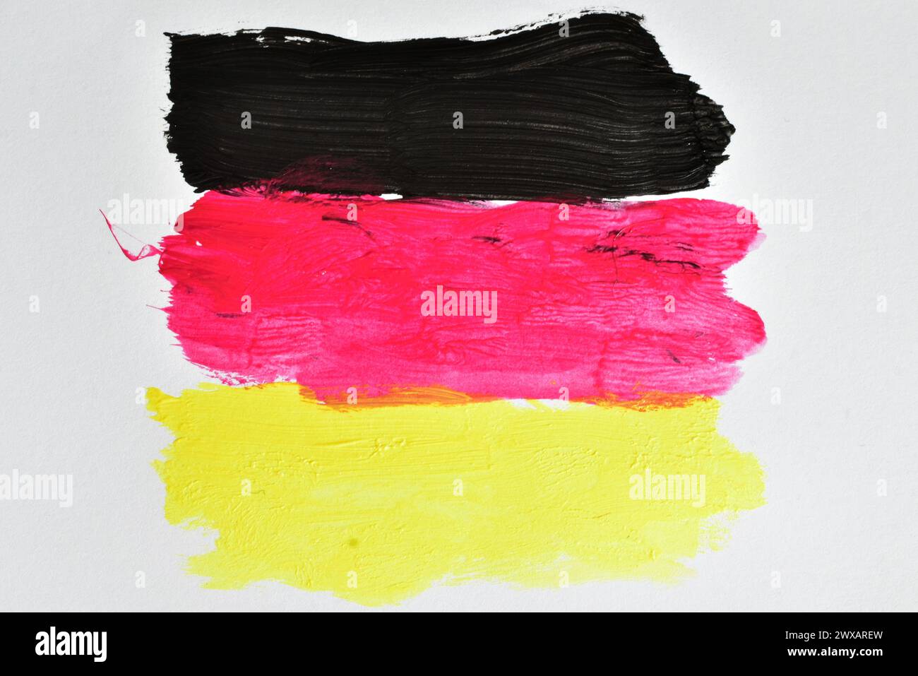 Black, red and yellow lines painted with watercolors similar to the ...