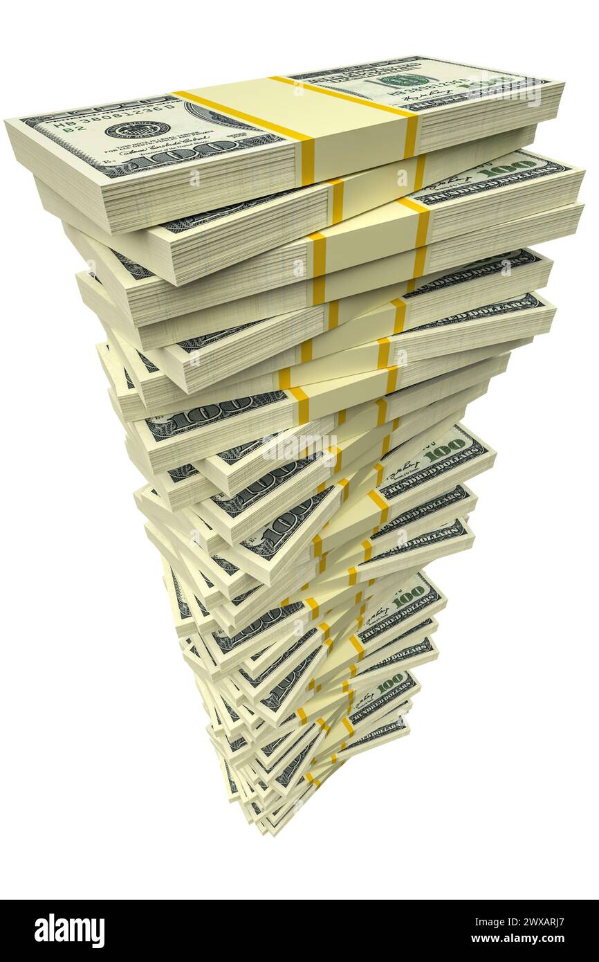 Money stack from dollar isolated on white background. Dollar finance ...