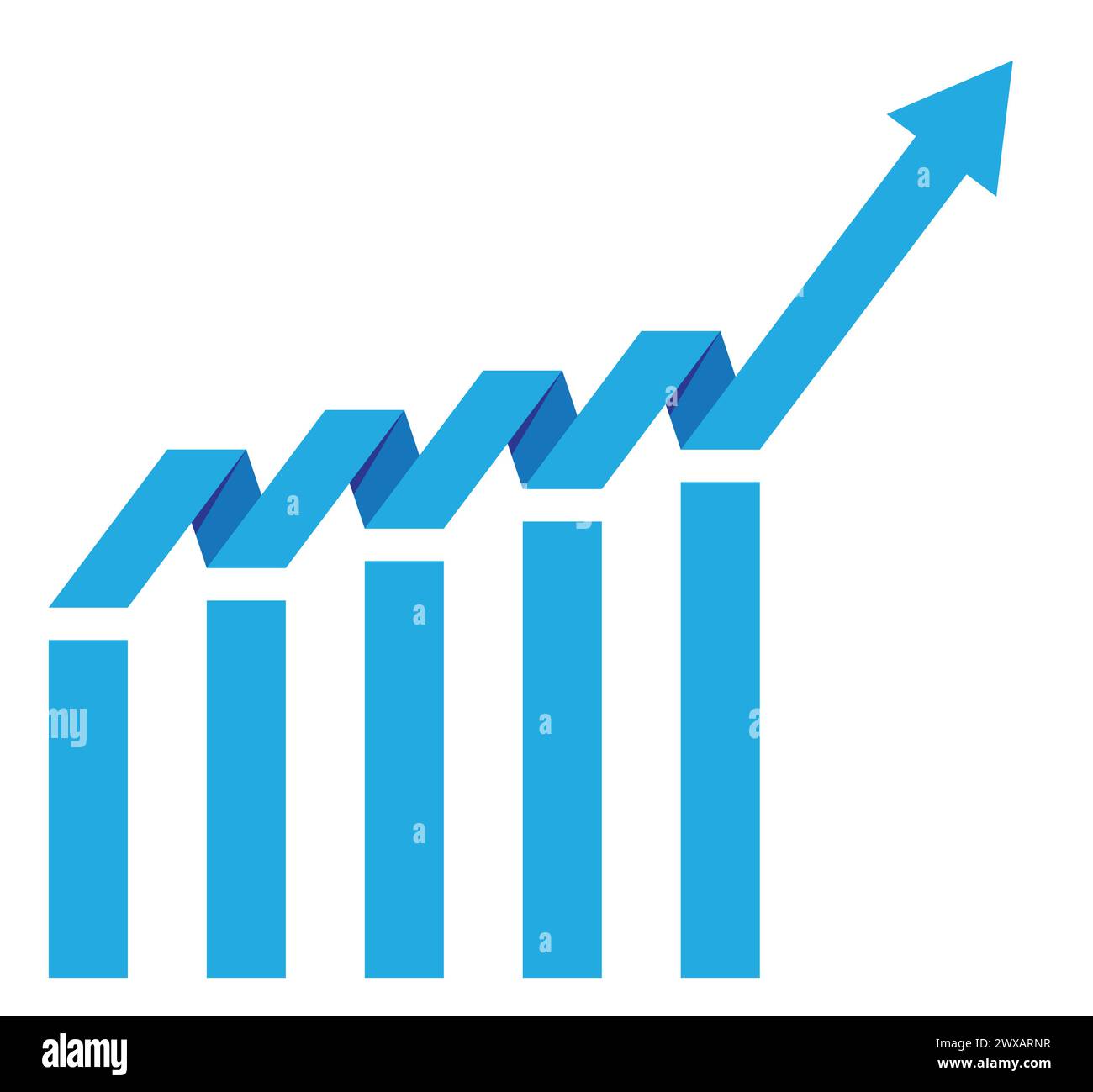 Graph with increase report. Bar diagram with rise and gain progress ...