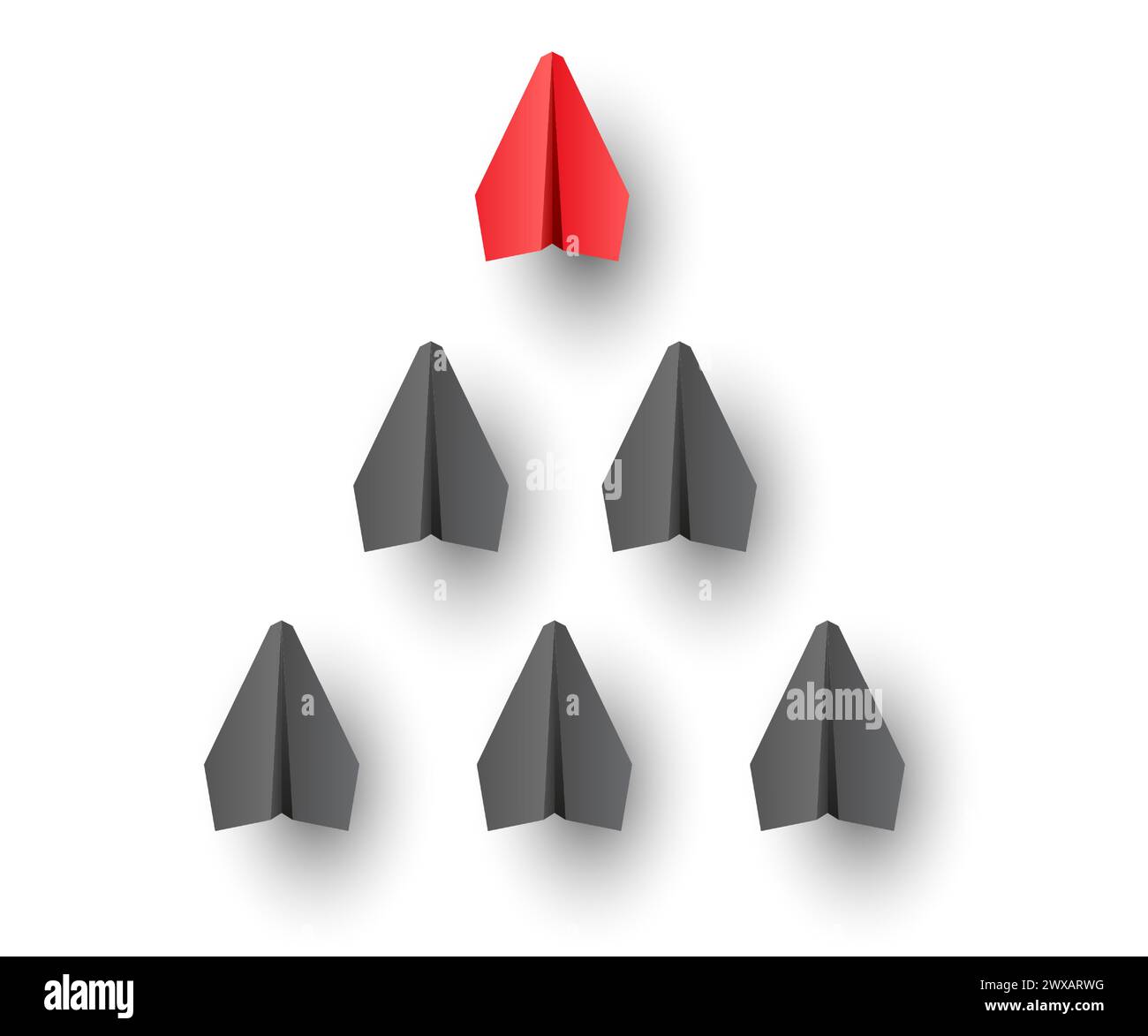 Individual red leader paper plane lead other. Business and leadership ...