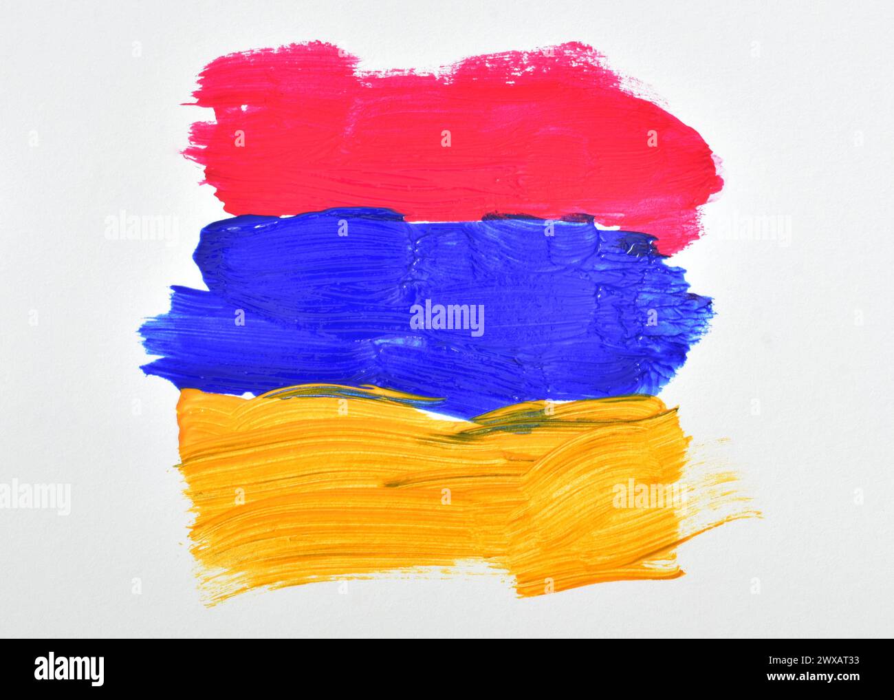 Three lines drawn horizontally with watercolors on a white background ...