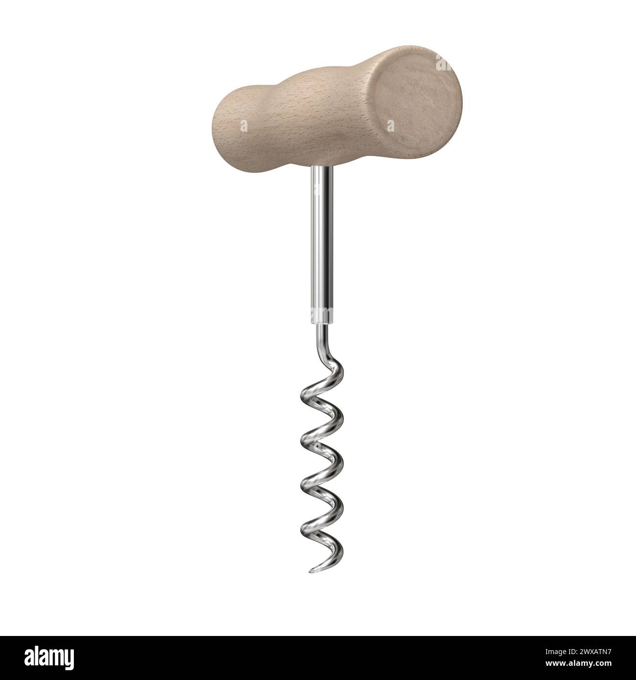 Wooden handle corkscrew side view isolated Stock Photo - Alamy