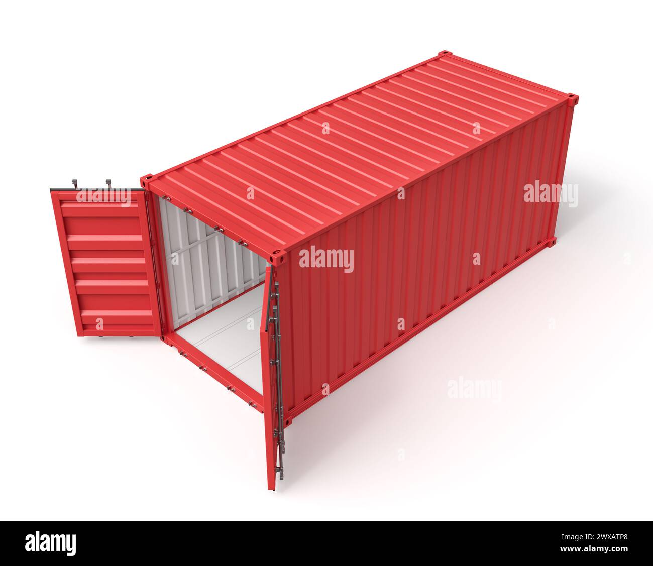 3d rendering of open red shipping container isolated on white ...