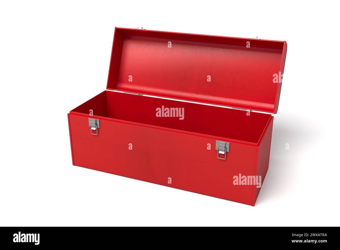 Open red toolbox, top angle on white Stock Photo - Alamy