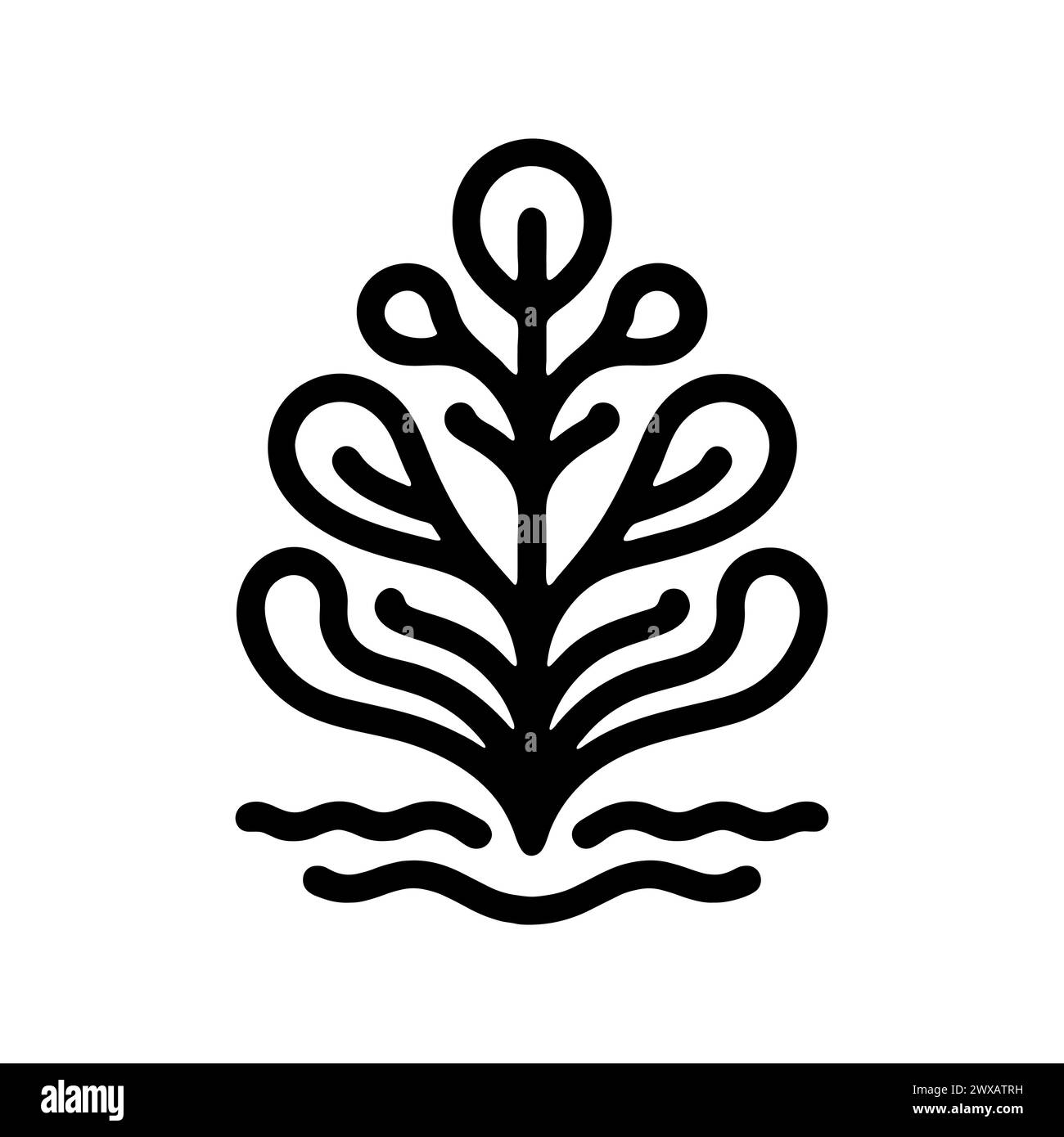 Seaweed icon. Black algae icon. Sea plants icon isolated on white ...
