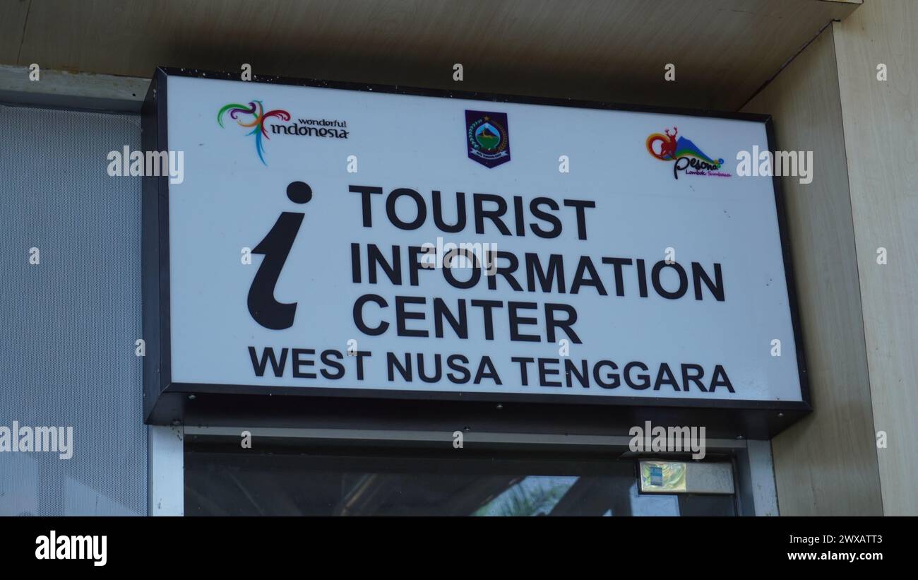 Tourist information center sign at Lombok International Airport Stock ...