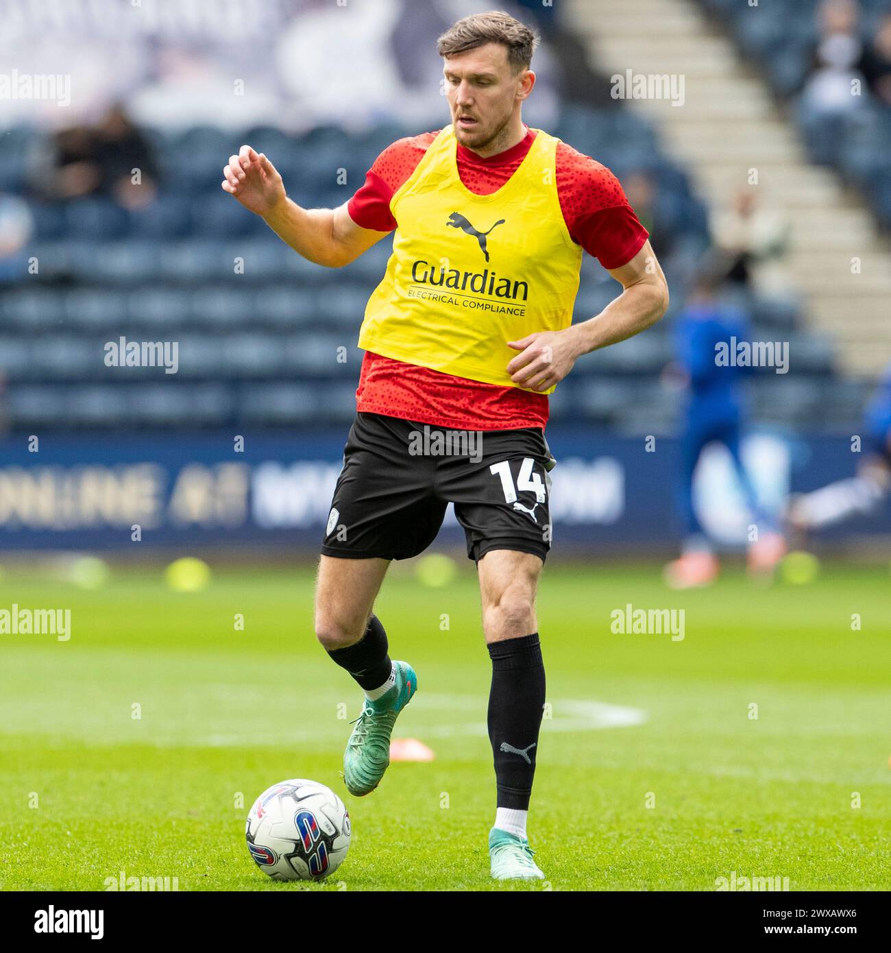 Charlie Wyke #14 of Rotherham United F.C warms-up before the match ...