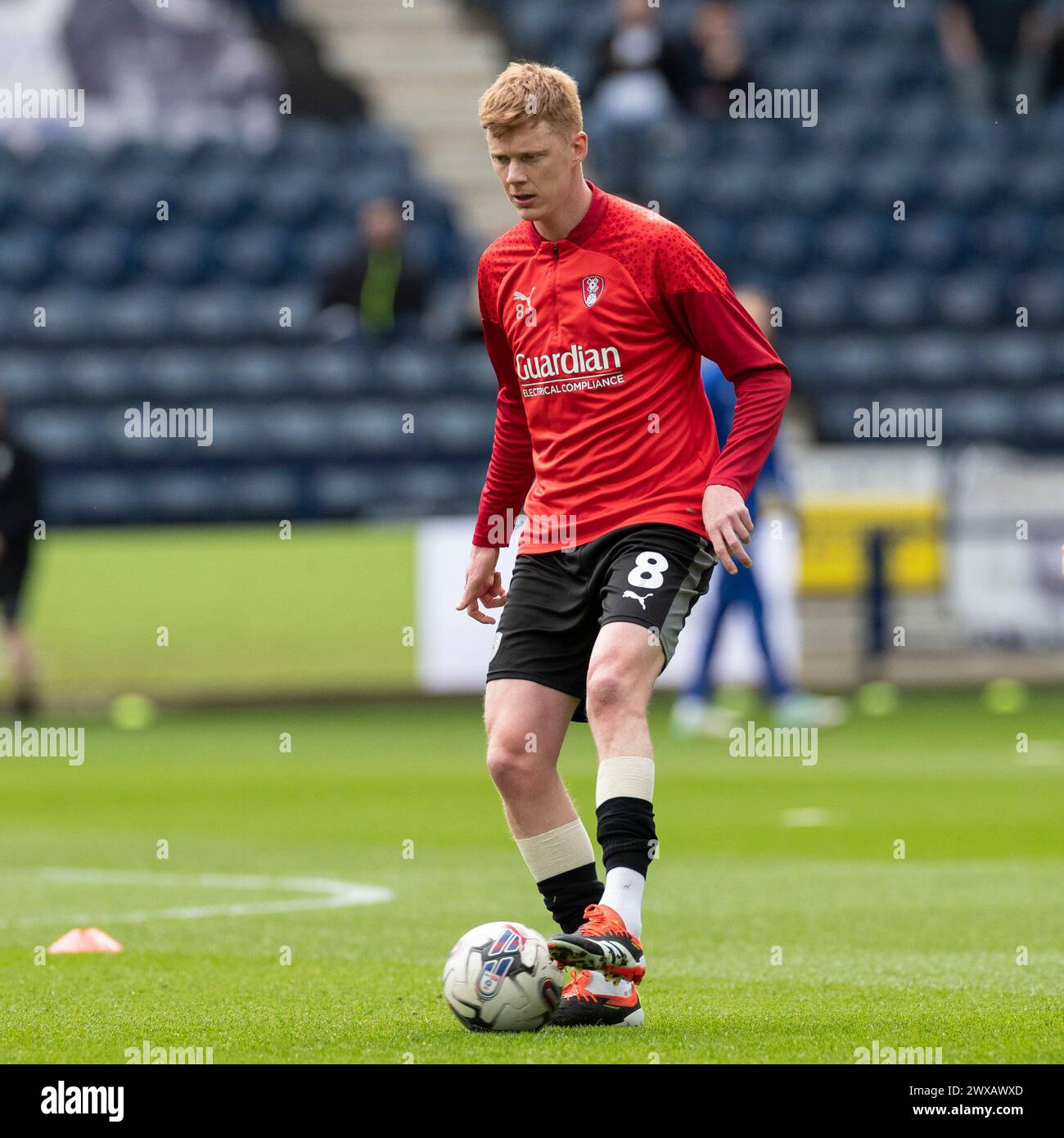 Sam Clucas #8 of Rotherham United F.C warms-up before the match during ...