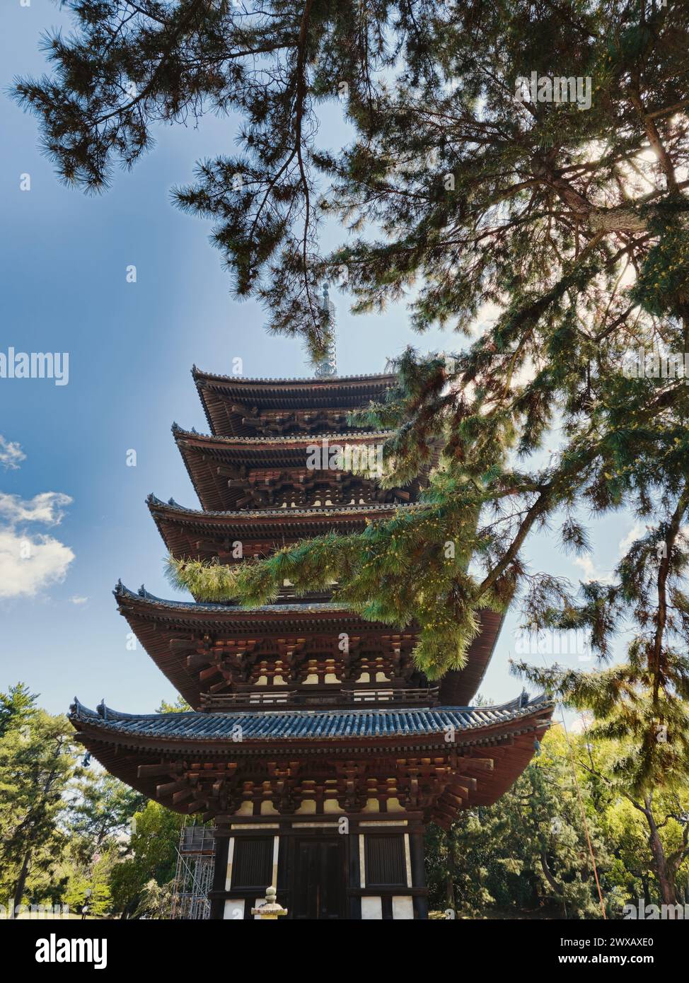 Vertical Extension Of An Old Japanese Pagoda Stock Photo - Alamy