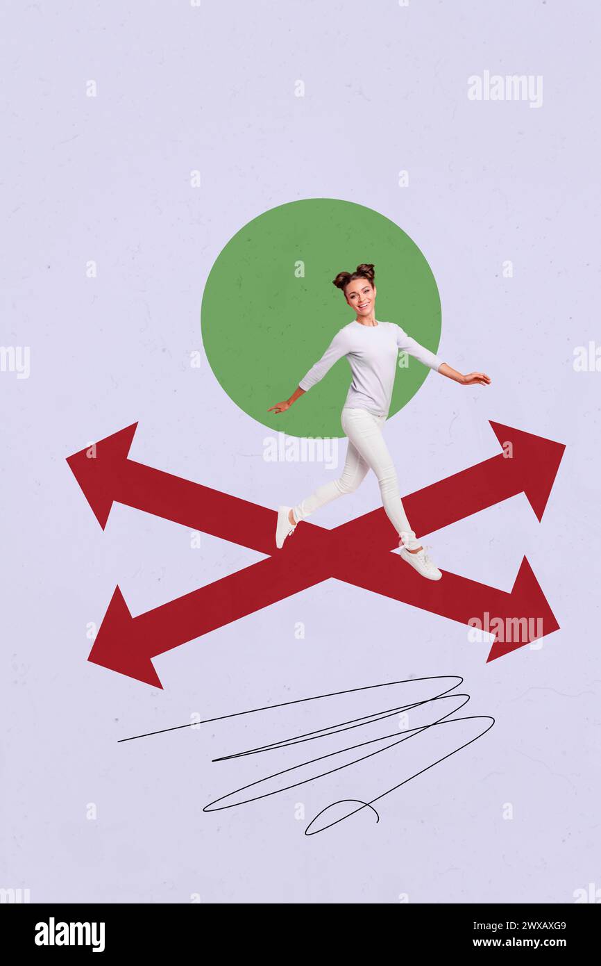 Composite sketch image artwork photo collage of young lady walk on ...