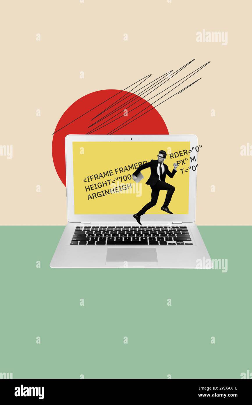 Trend artwork composite sketch image 3D photo collage of young office ...