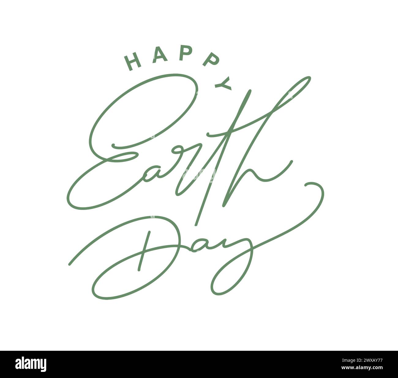 Happy Earth Day handwritten lettering text logo. Typography ...
