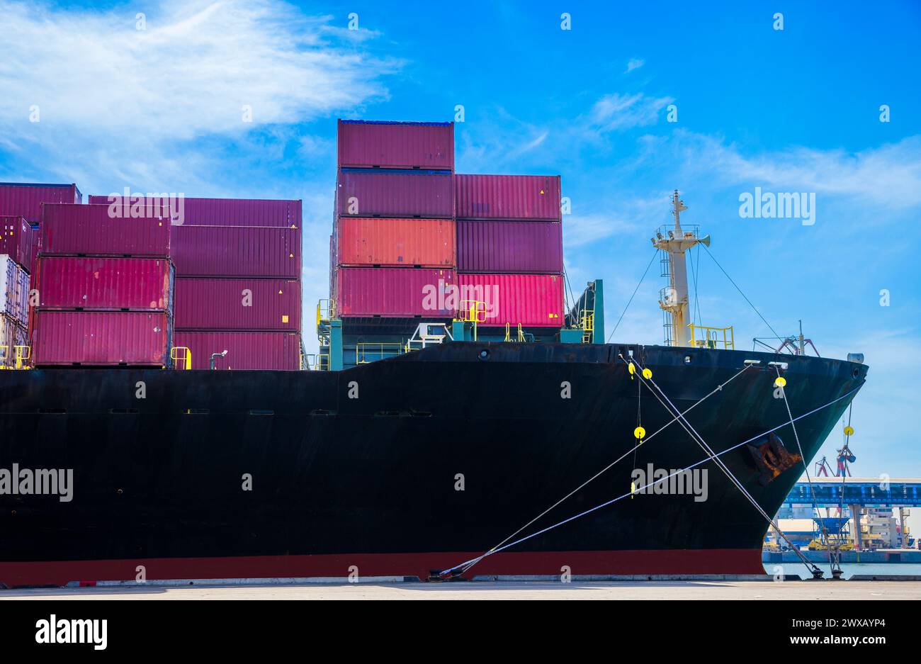 Shipping containers being unloaded at port facilities in Ashdod, Israel ...